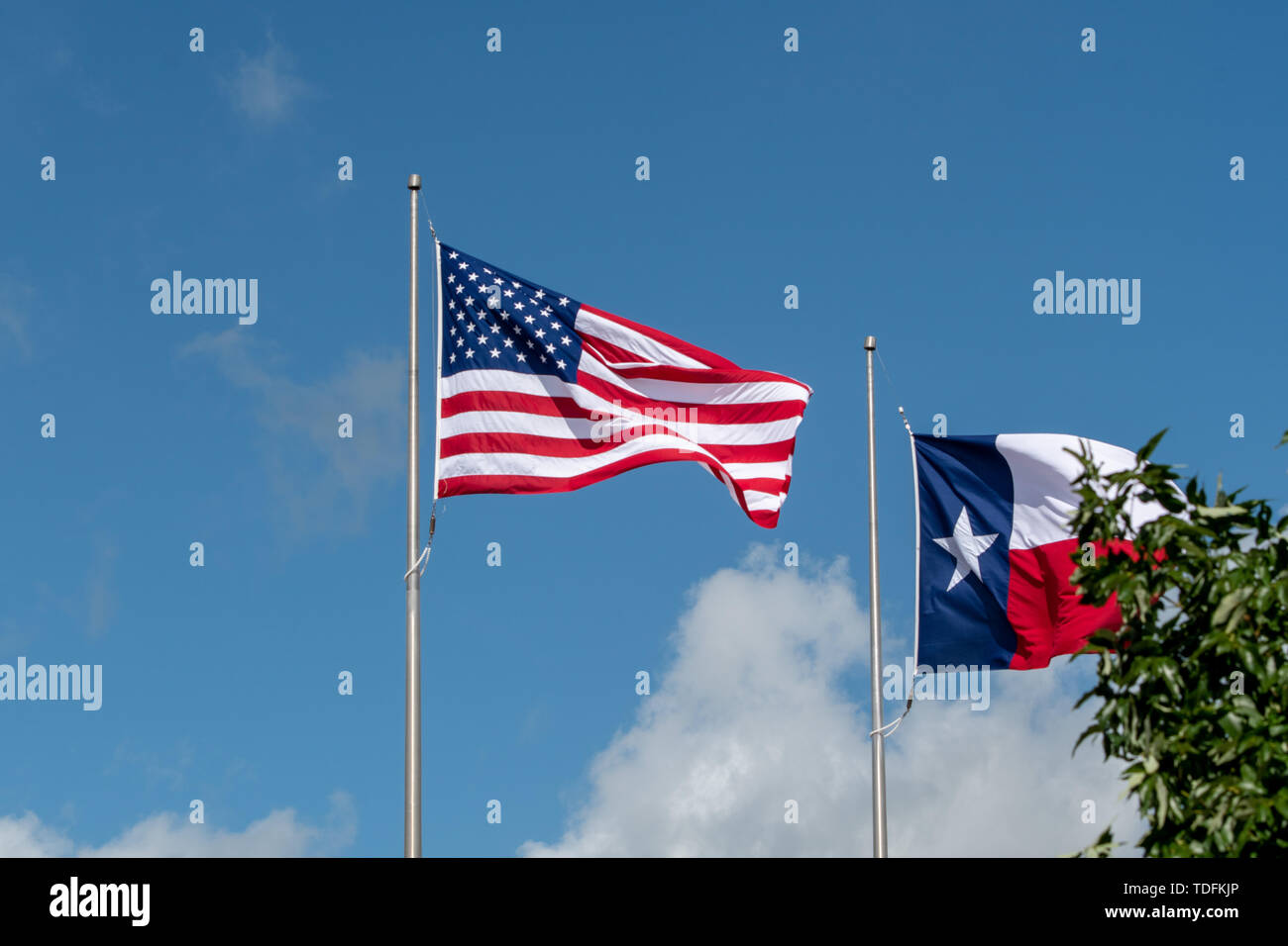 Texas flag waving in wind hi-res stock photography and images - Alamy