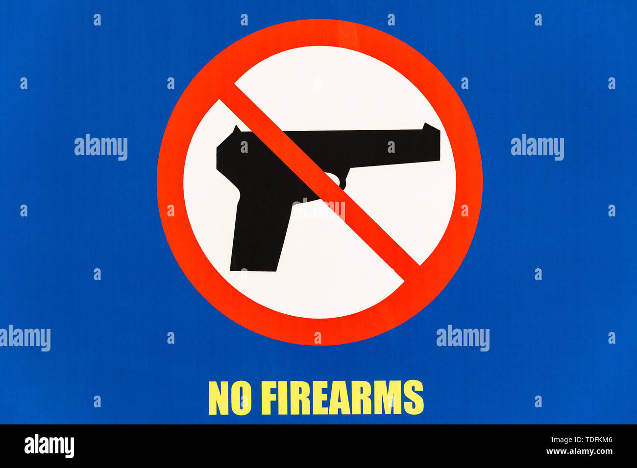 Public board notice sign NO FIREARMS illustrattion closeup Stock Photo ...