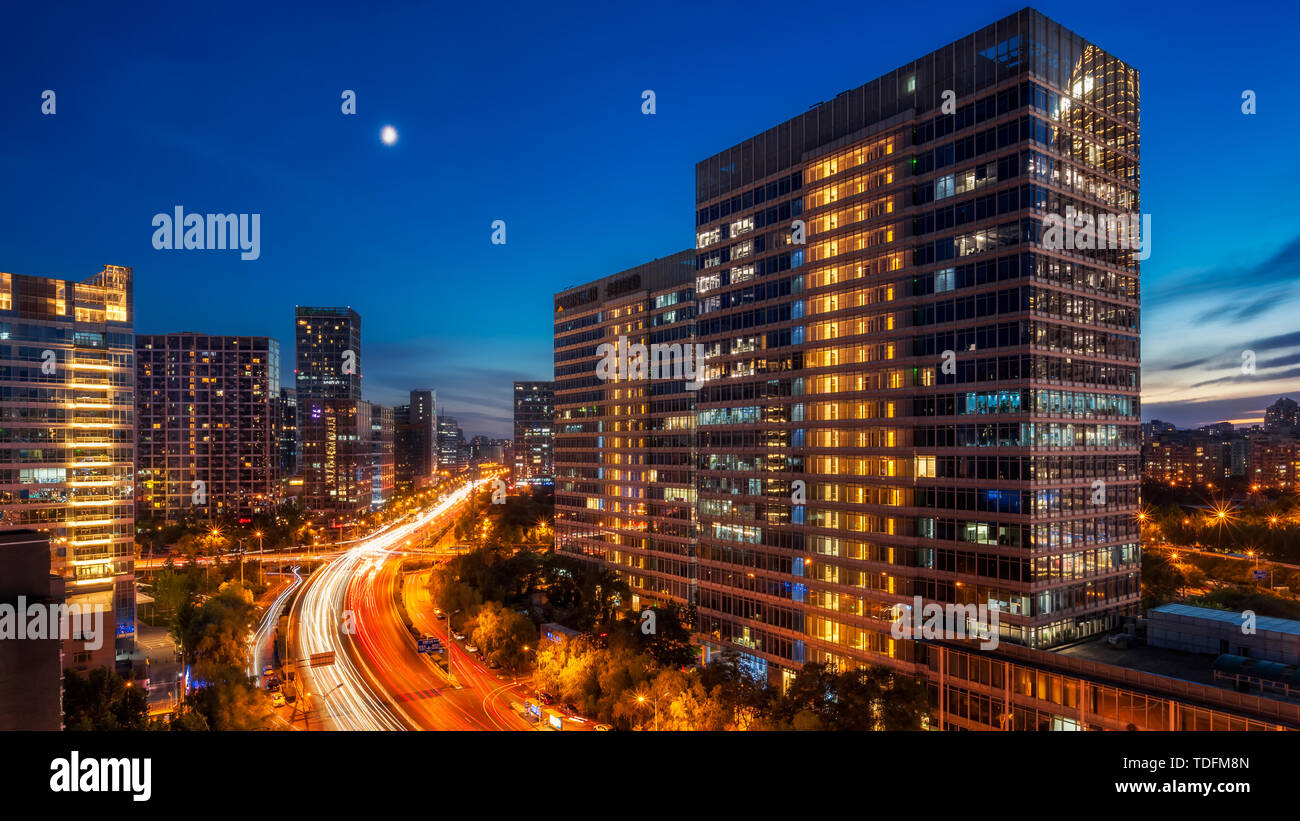 Night view of Wangjing Stock Photo - Alamy