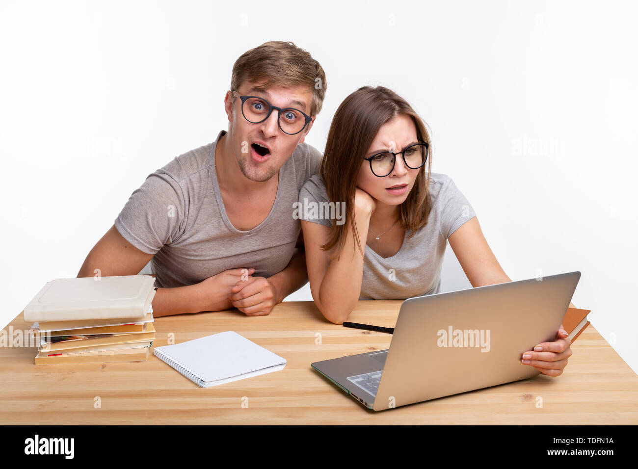 Nerd man using laptop look hi-res stock photography and images - Alamy