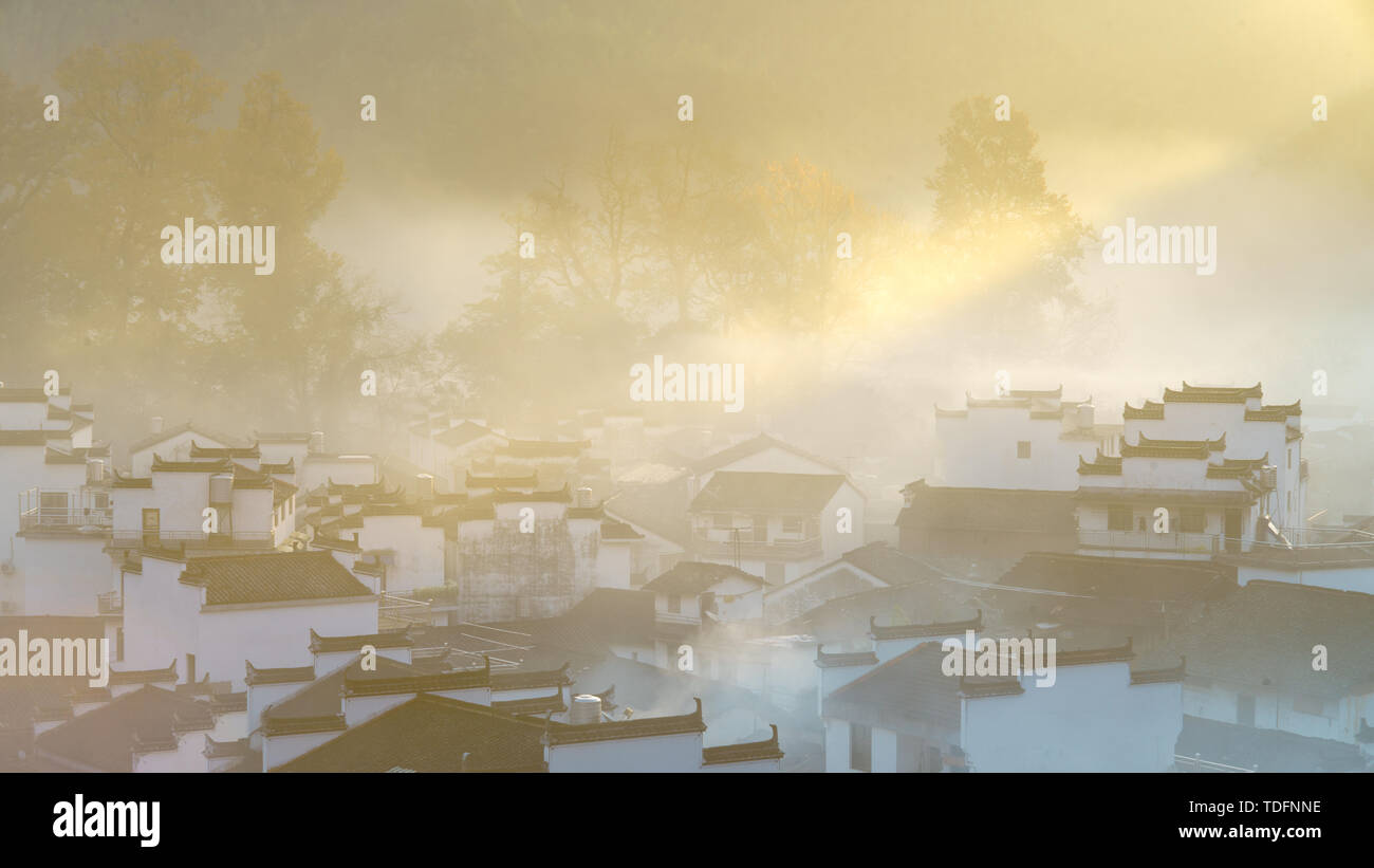 Horse head wall Hui building Wuyuan autumn stone city Stock Photo - Alamy