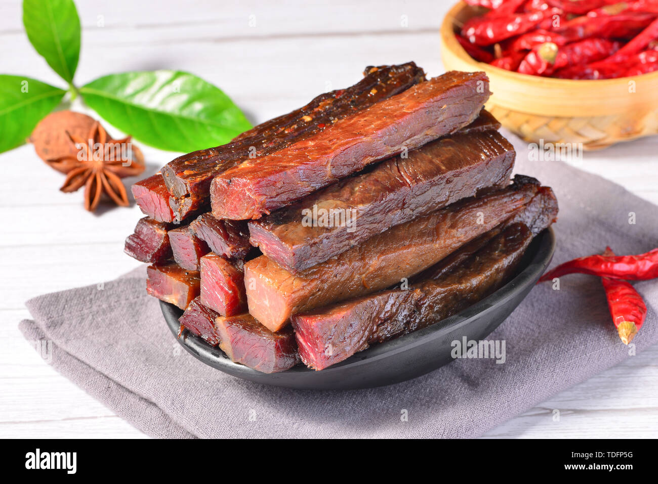 Air-dried hand-torn beef HD picture Stock Photo - Alamy