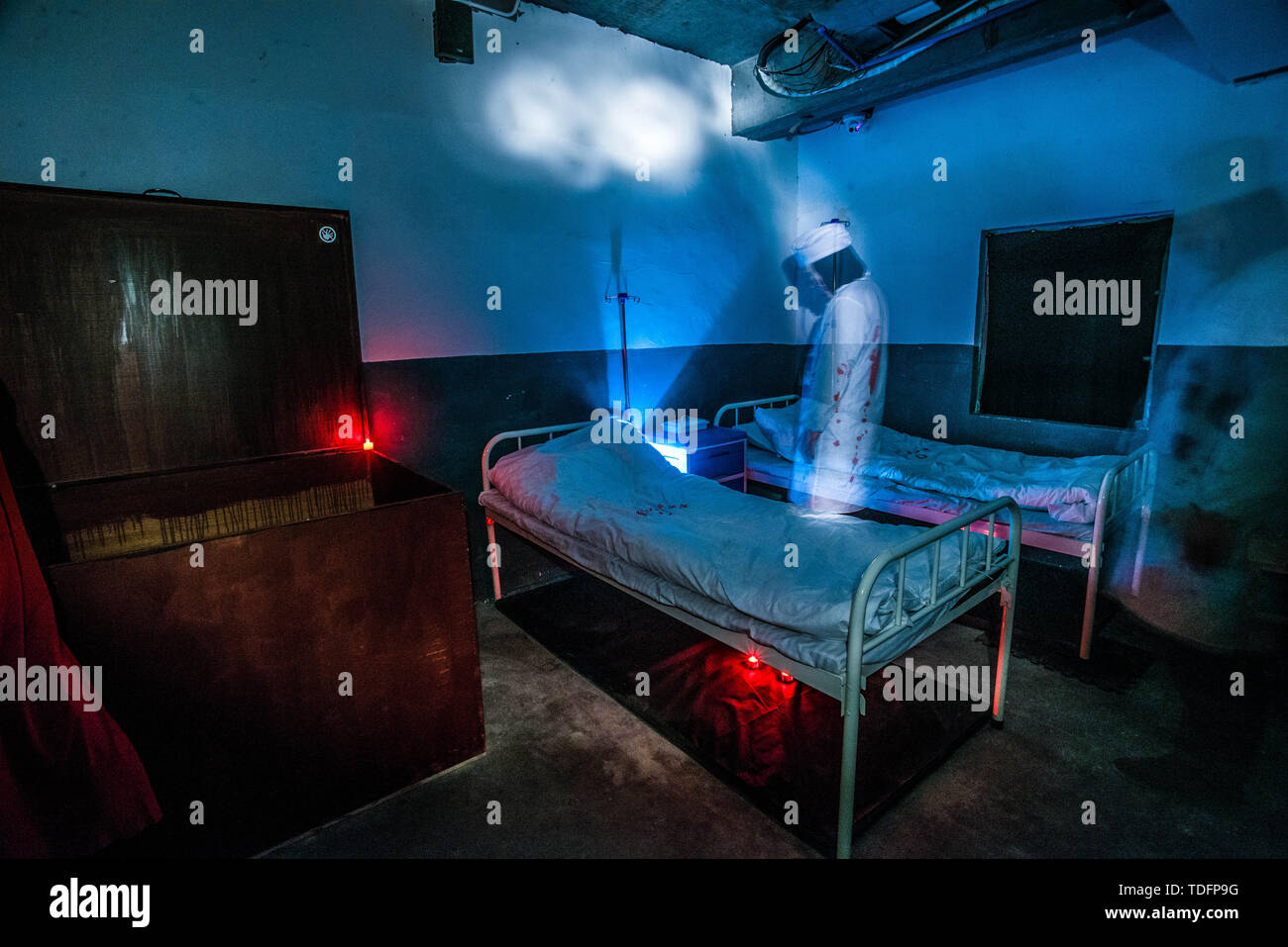 Horror haunted house, hospital-themed secret room escape Stock Photo ...