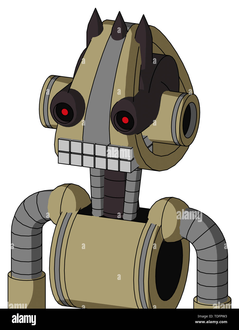 Portrait style army-tan automaton with droid head and keyboard mouth ...