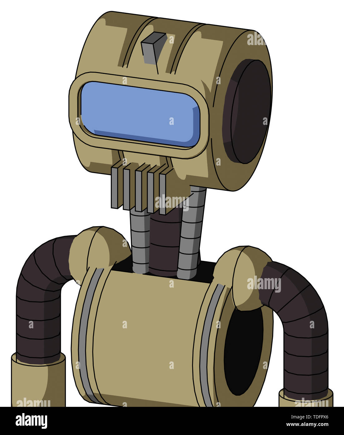 Portrait style army-tan automaton with multi-toroid head and vent mouth ...