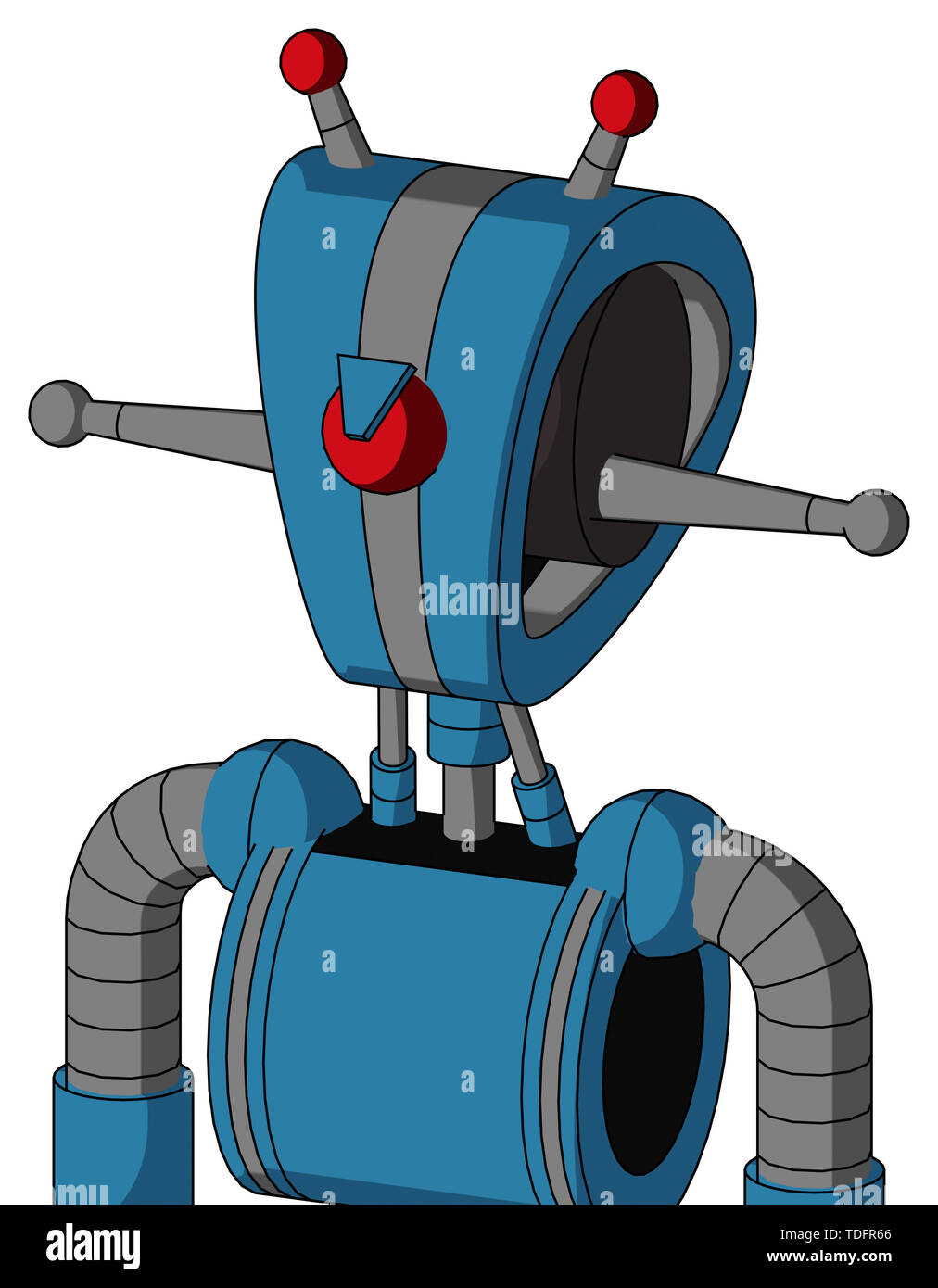 Portrait style blue automaton with droid head and angry cyclops and ...