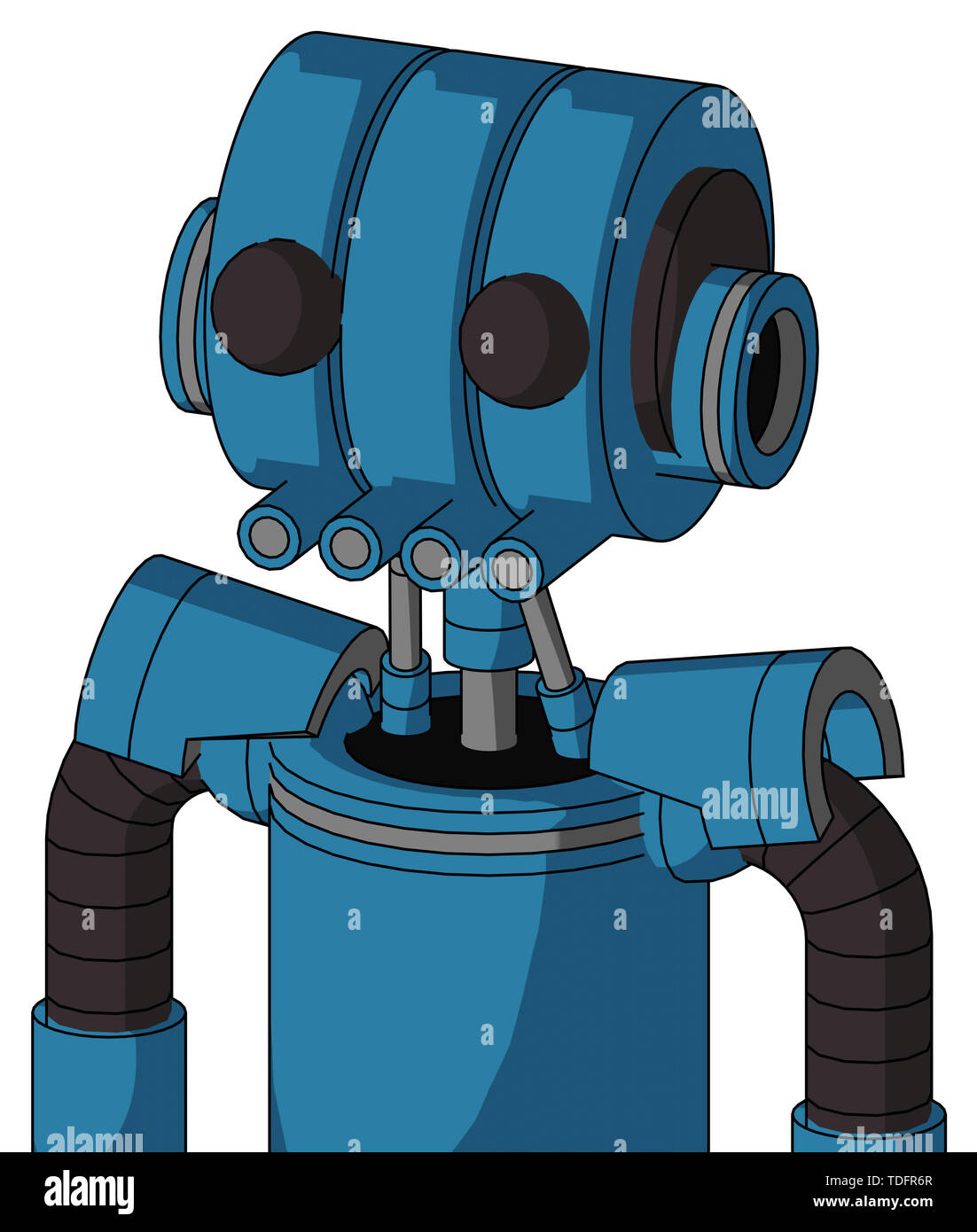 Portrait style blue automaton with multi-toroid head and pipes mouth ...