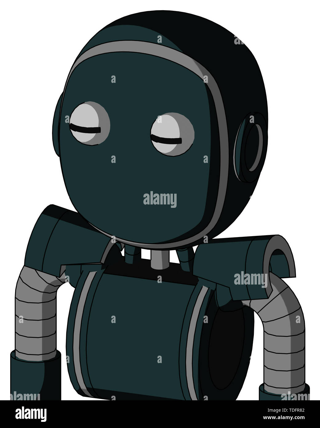 Portrait style blue droid with bubble head and two eyes Stock Photo - Alamy