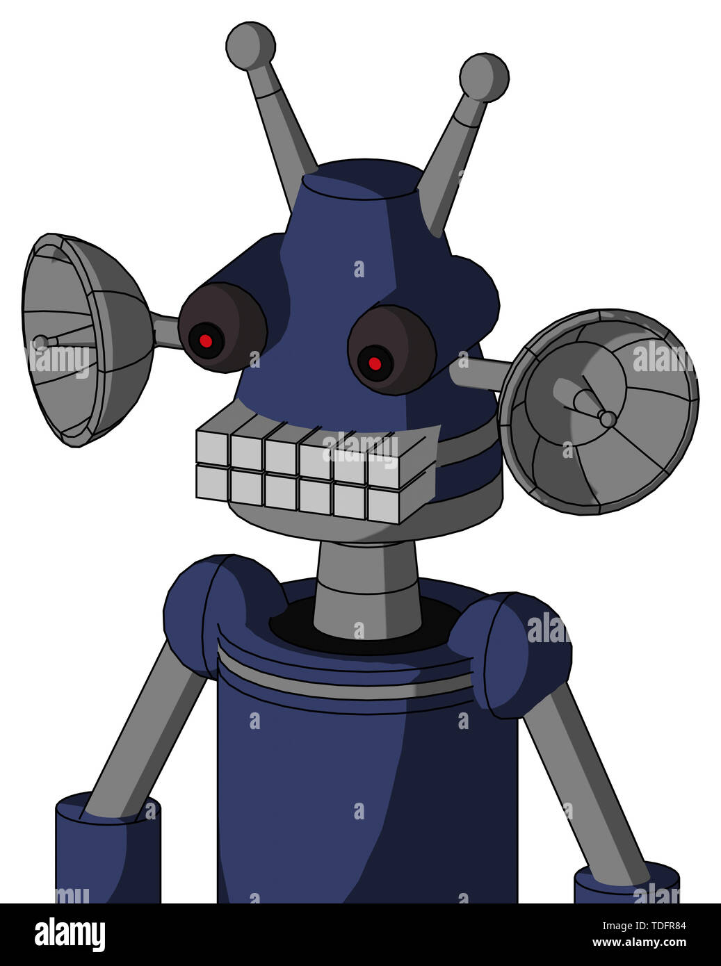 Portrait style blue droid with cone head and keyboard mouth and red ...
