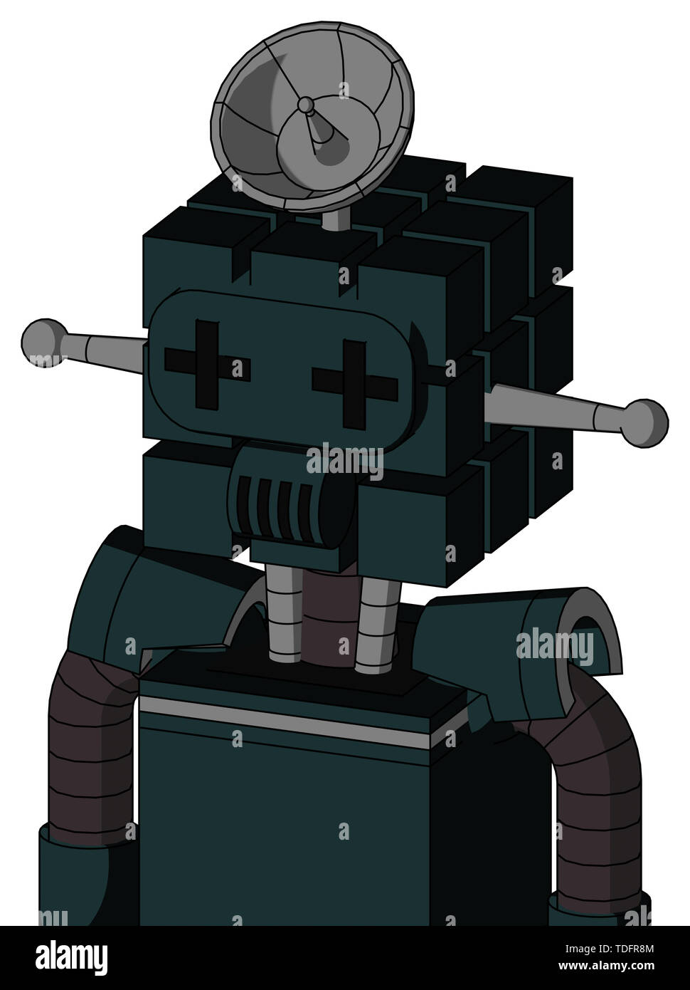 Portrait style blue droid with cube head and speakers mouth and plus ...