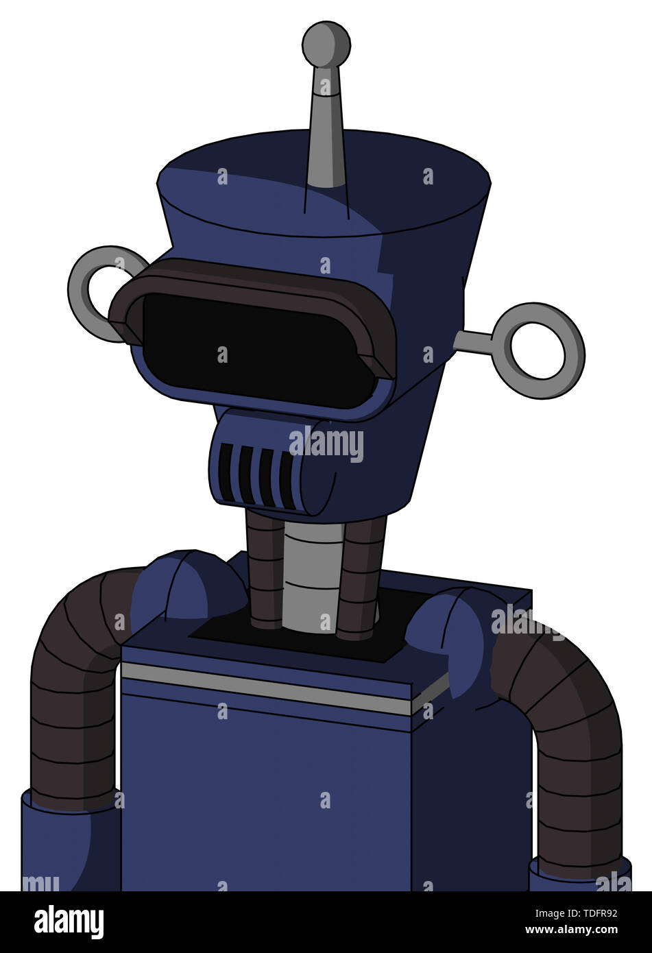 Portrait style blue droid with cylinder-conic head and speakers mouth ...