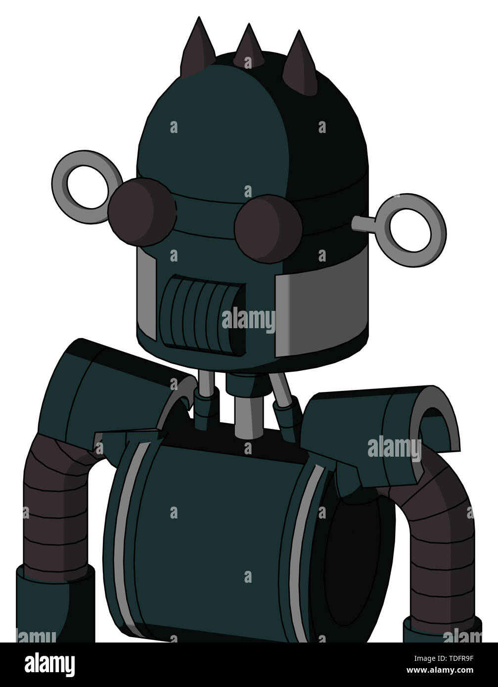 Portrait style blue droid with dome head and speakers mouth and two ...