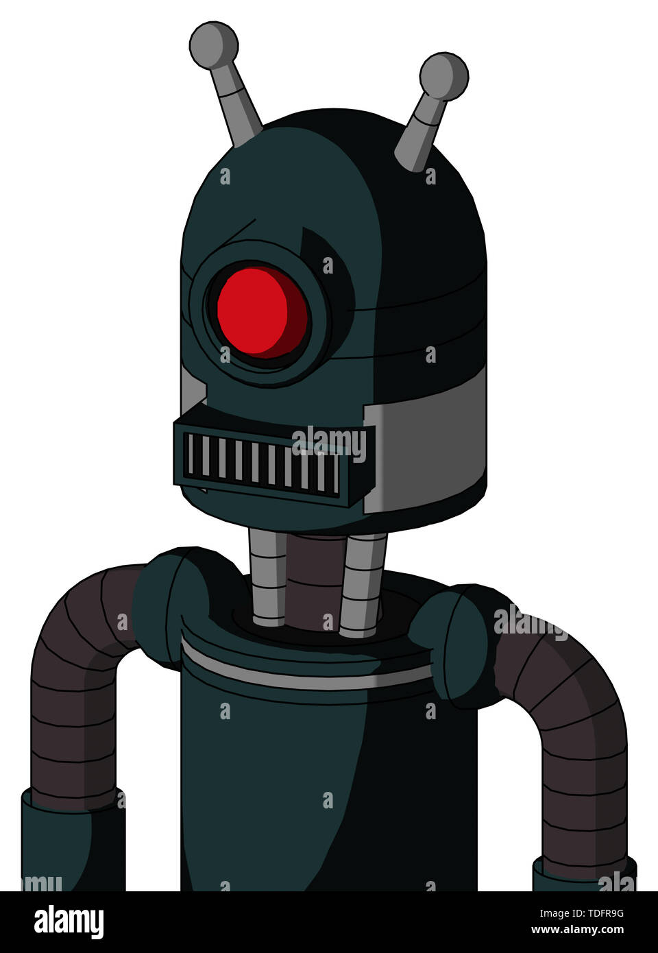 Portrait style blue droid with dome head and square mouth and cyclops ...