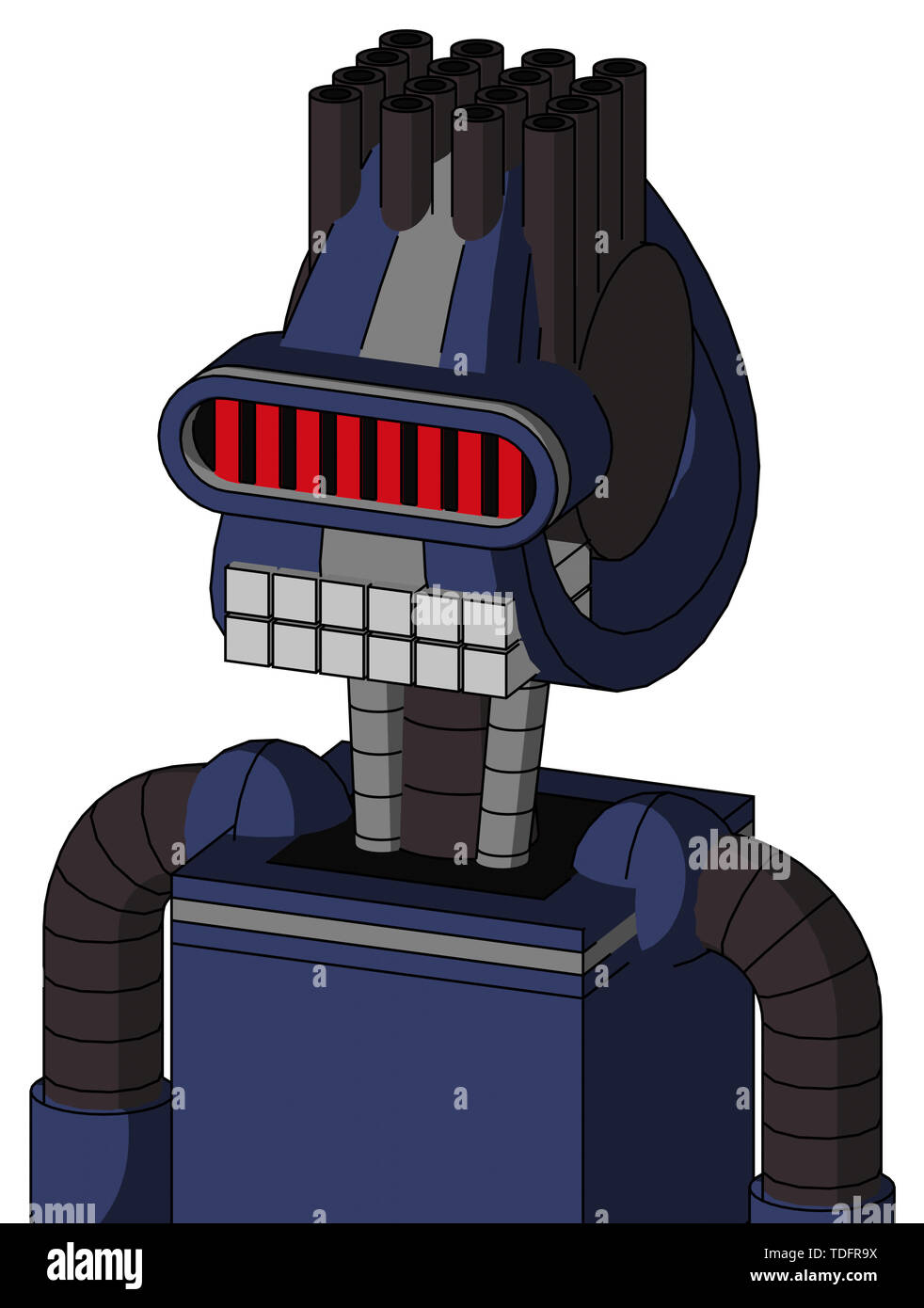 Portrait style blue droid with droid head and keyboard mouth and visor ...