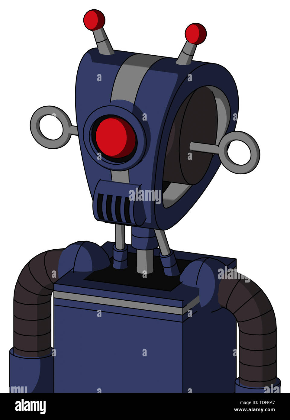 Portrait style blue droid with droid head and speakers mouth and ...