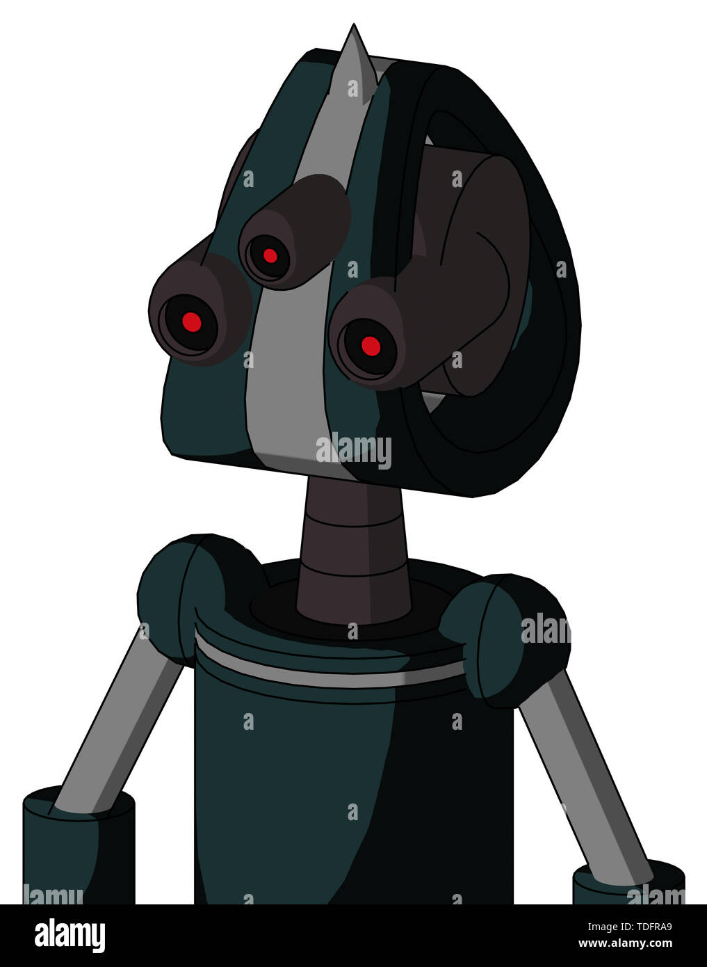 Portrait style blue droid with droid head and three-eyed and spike tip ...