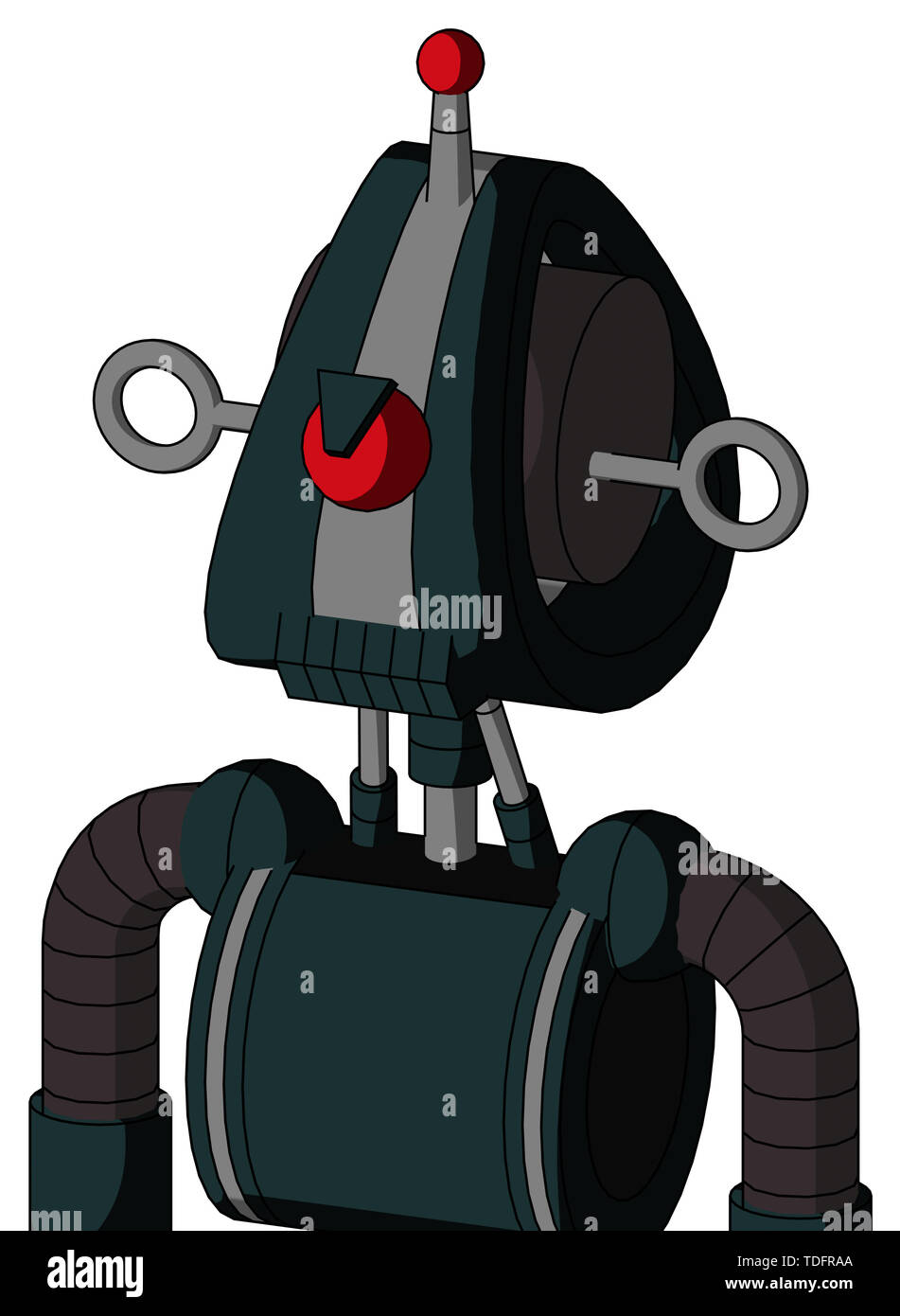 Portrait style blue droid with droid head and toothy mouth and angry ...