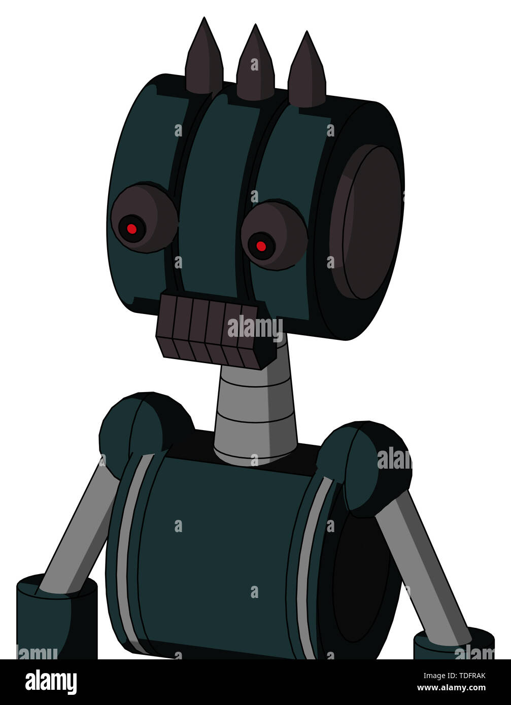 Portrait style blue droid with multi-toroid head and dark tooth mouth ...