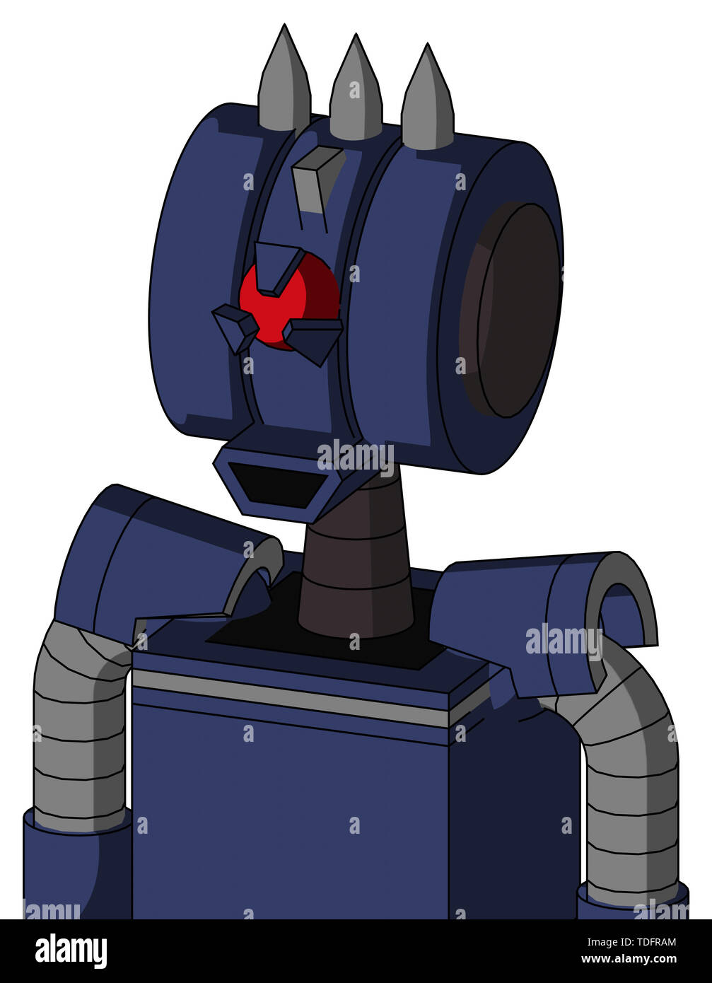 Portrait style blue droid with multi-toroid head and happy mouth and ...