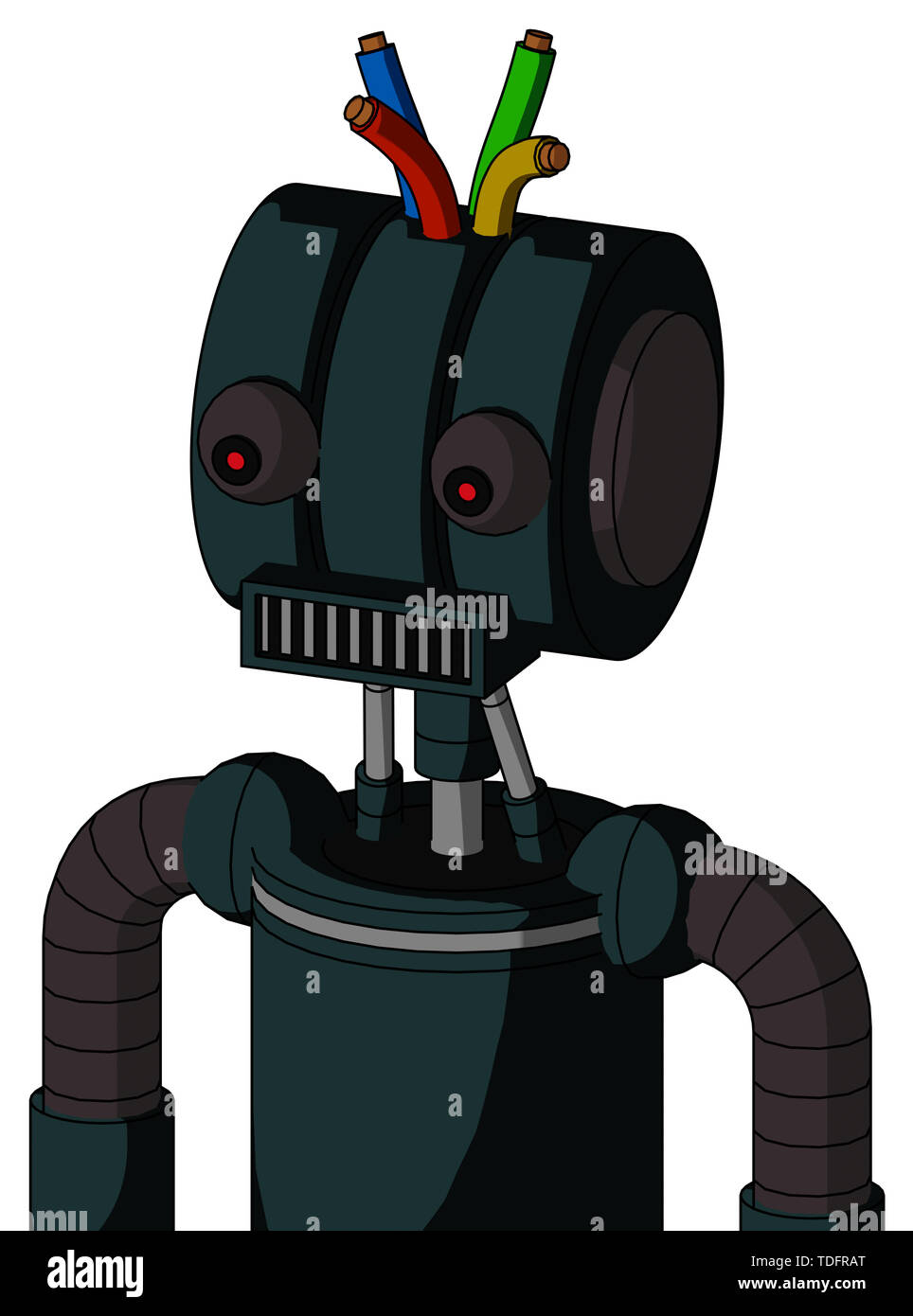 Portrait style blue droid with multi-toroid head and square mouth and ...