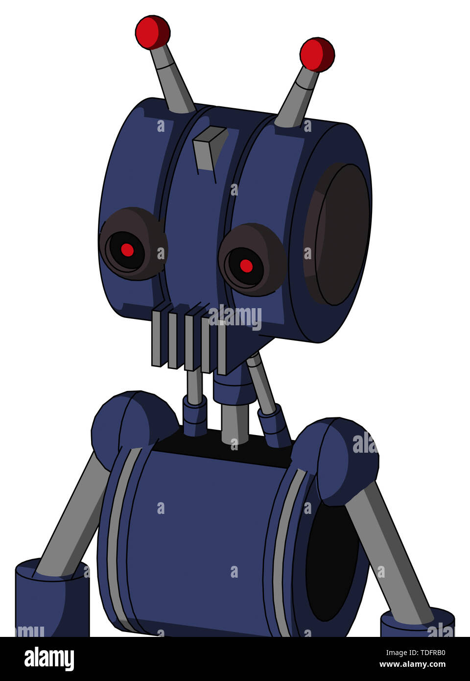 Portrait style blue droid with multi-toroid head and vent mouth and ...