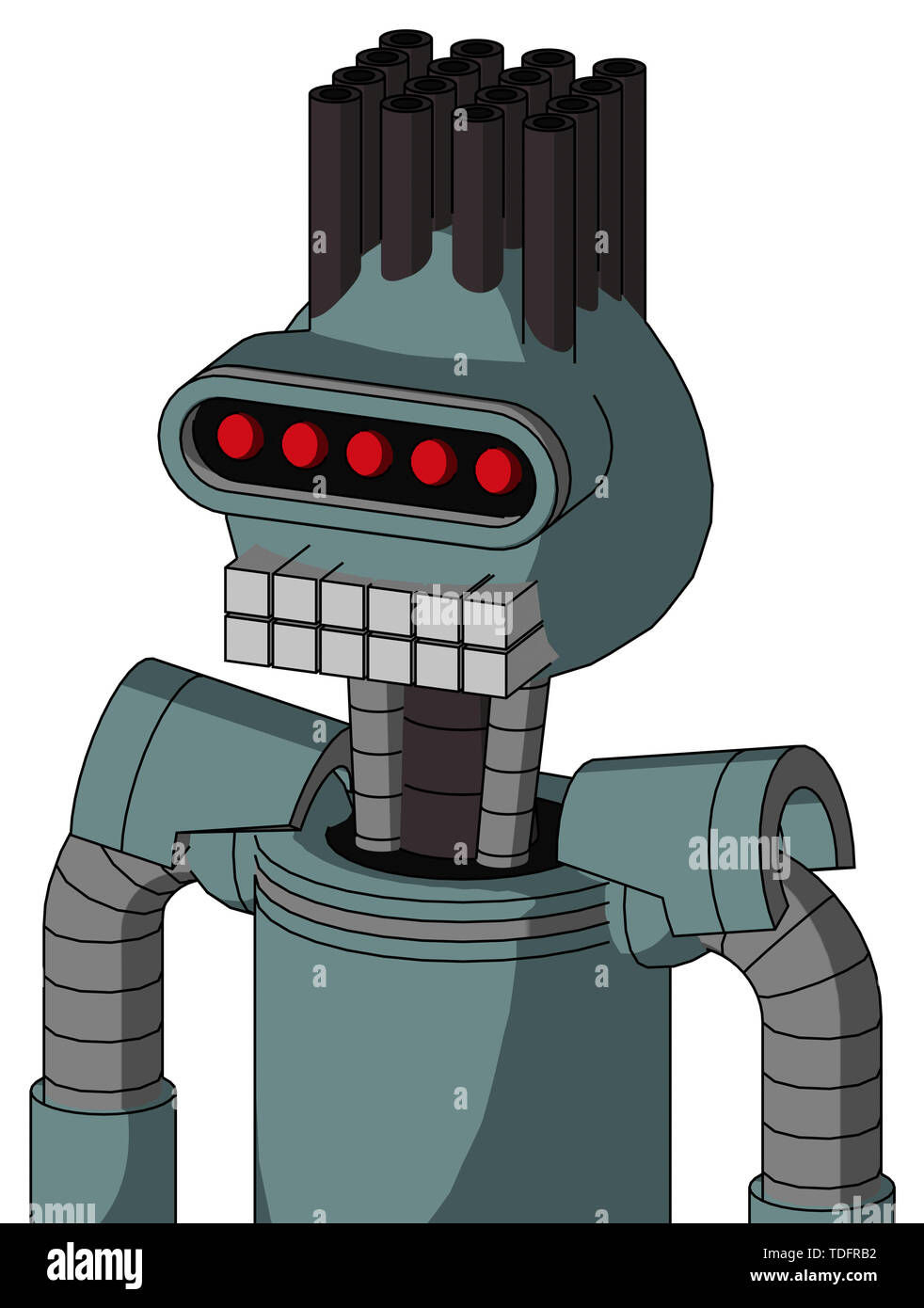 Portrait style blue droid with rounded head and keyboard mouth and ...