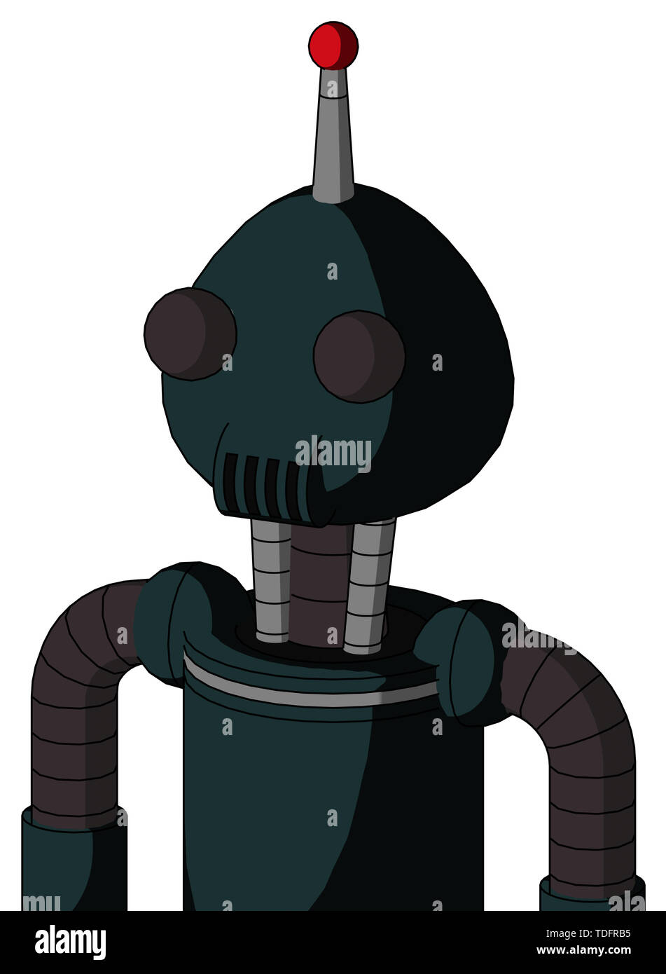 Portrait style blue droid with rounded head and speakers mouth and two ...