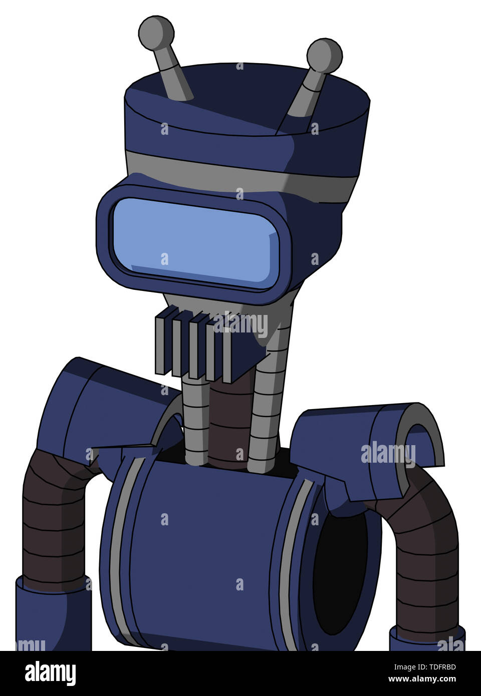 Portrait style blue droid with vase head and vent mouth and large blue ...