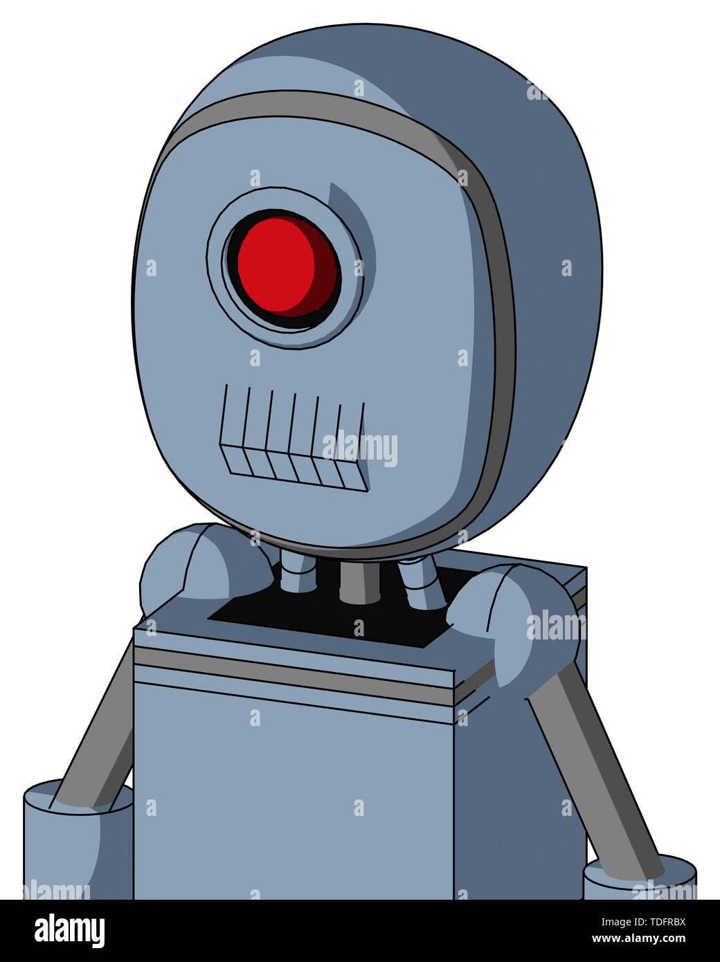 Portrait style blue mech with bubble head and toothy mouth and cyclops ...