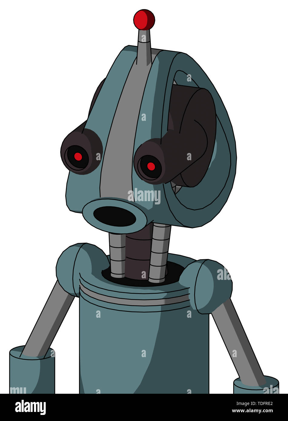 Portrait style blue mech with droid head and round mouth and black ...