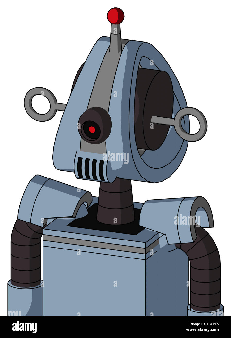 Portrait style blue mech with droid head and speakers mouth and black ...