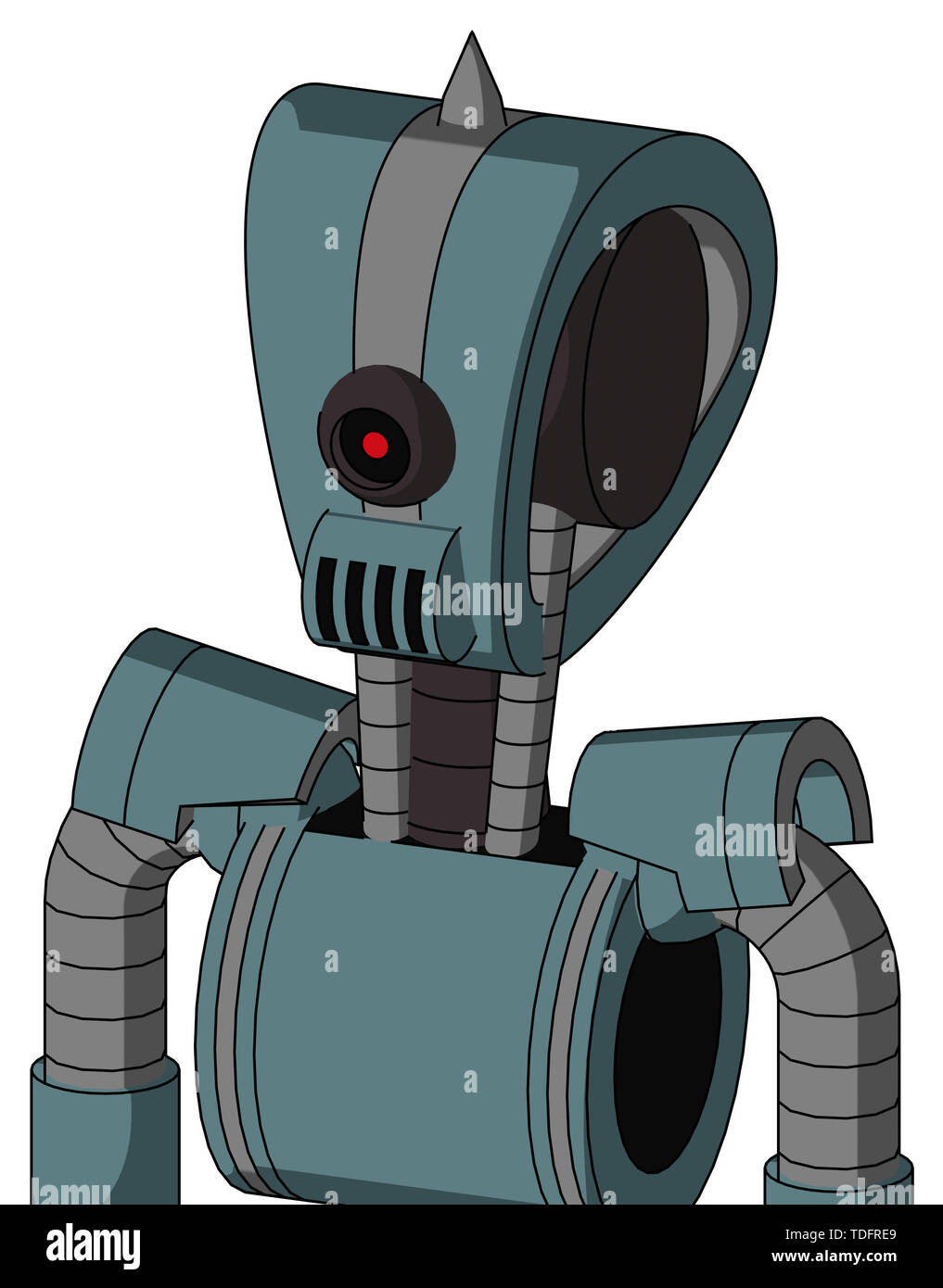 Portrait style blue mech with droid head and speakers mouth and black ...
