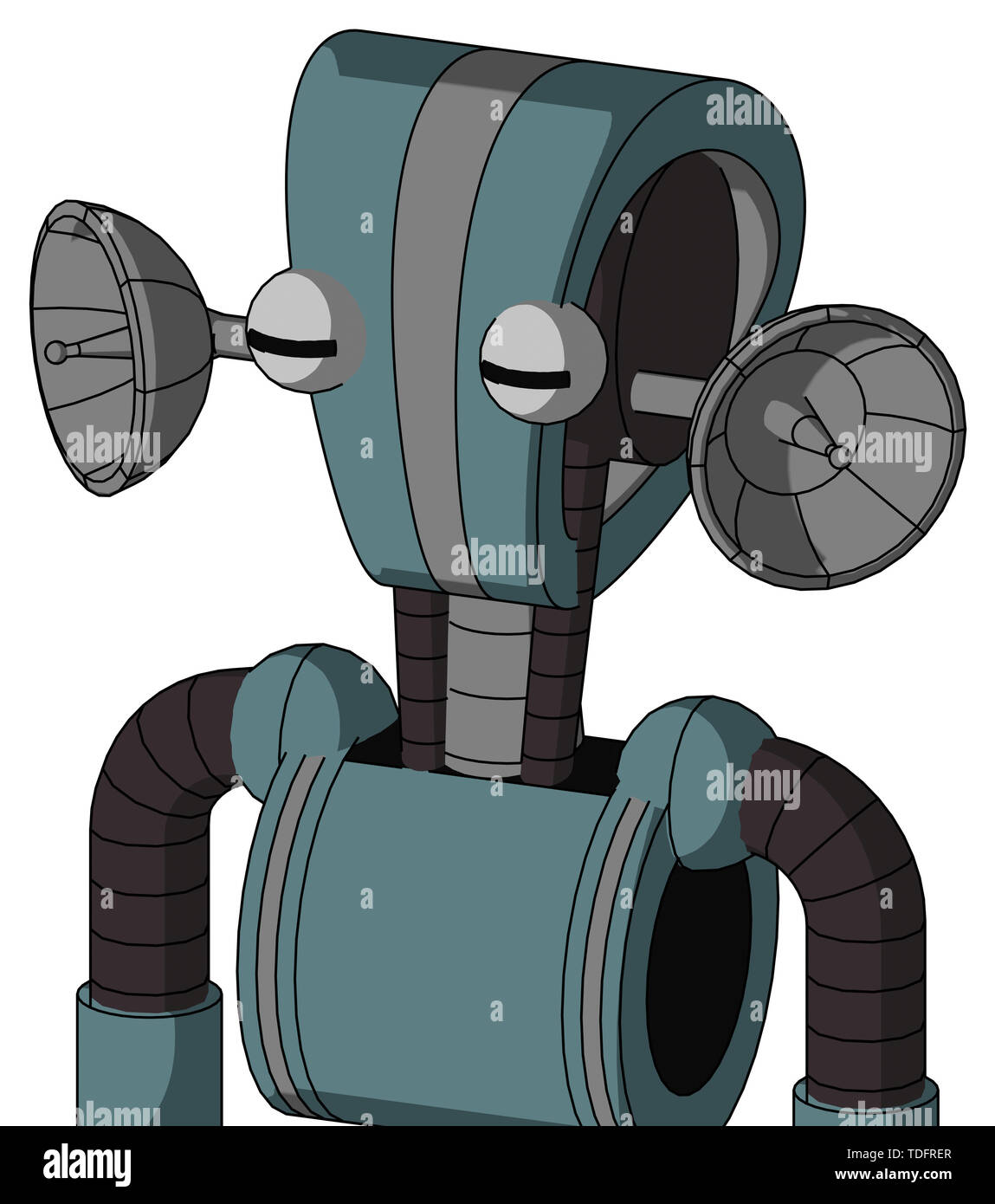 Portrait style blue mech with droid head and two eyes Stock Photo - Alamy
