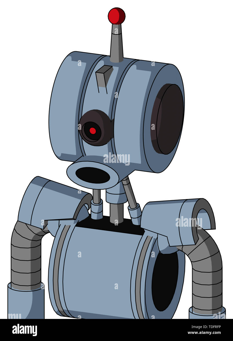 Portrait style blue mech with multi-toroid head and round mouth and ...