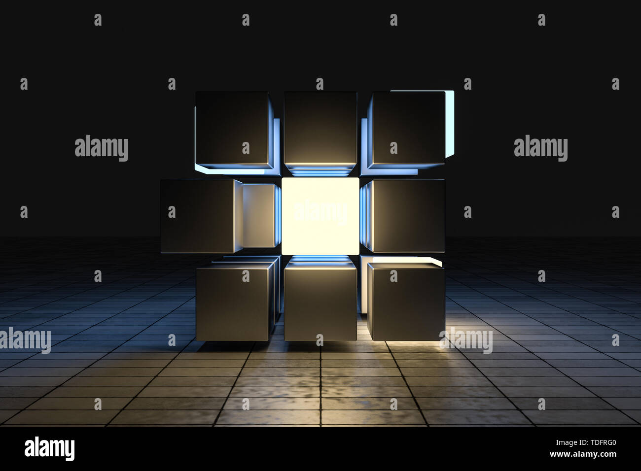 Three-dimensional rendering, technology sense square background Stock ...