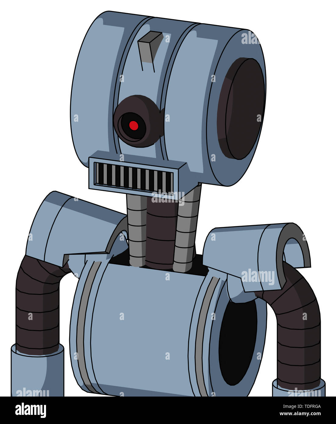 Portrait style blue mech with multi-toroid head and square mouth and ...