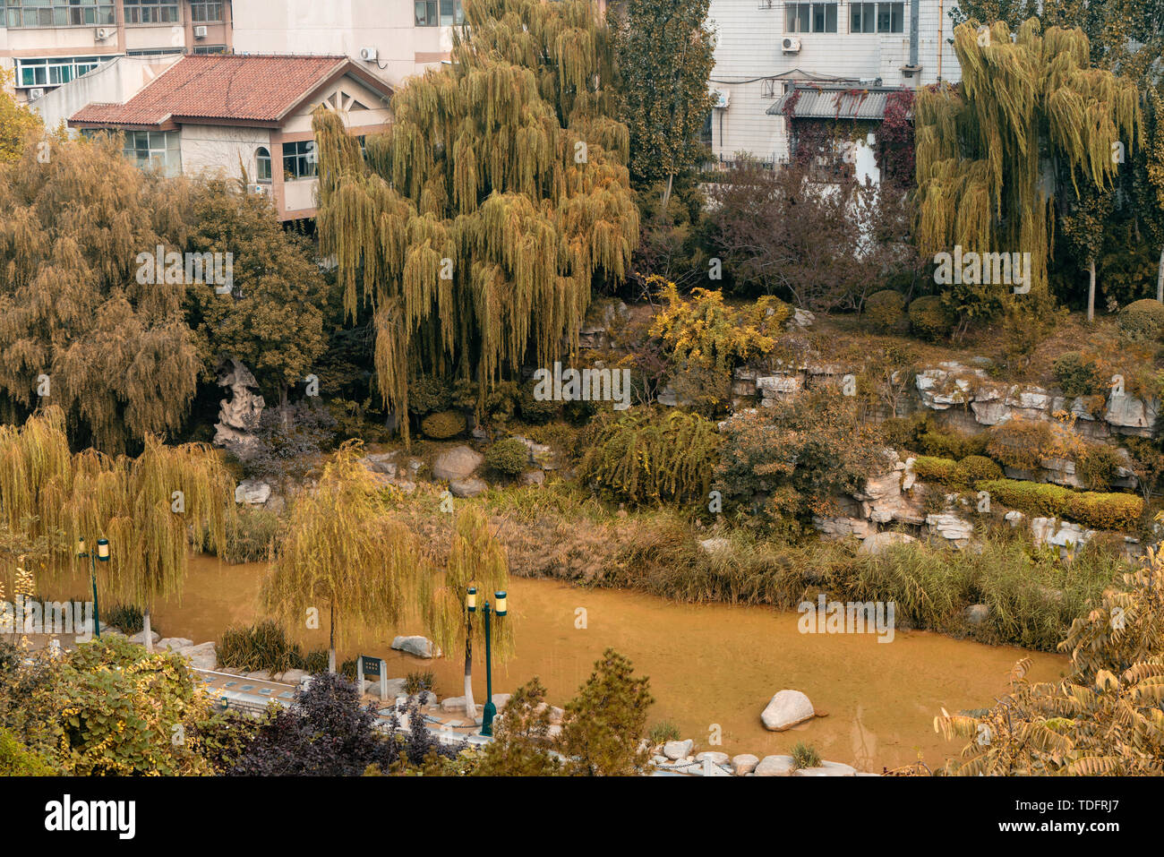 Scenery of Black Tiger Spring Moat Park in Jinan, Shandong Province ...