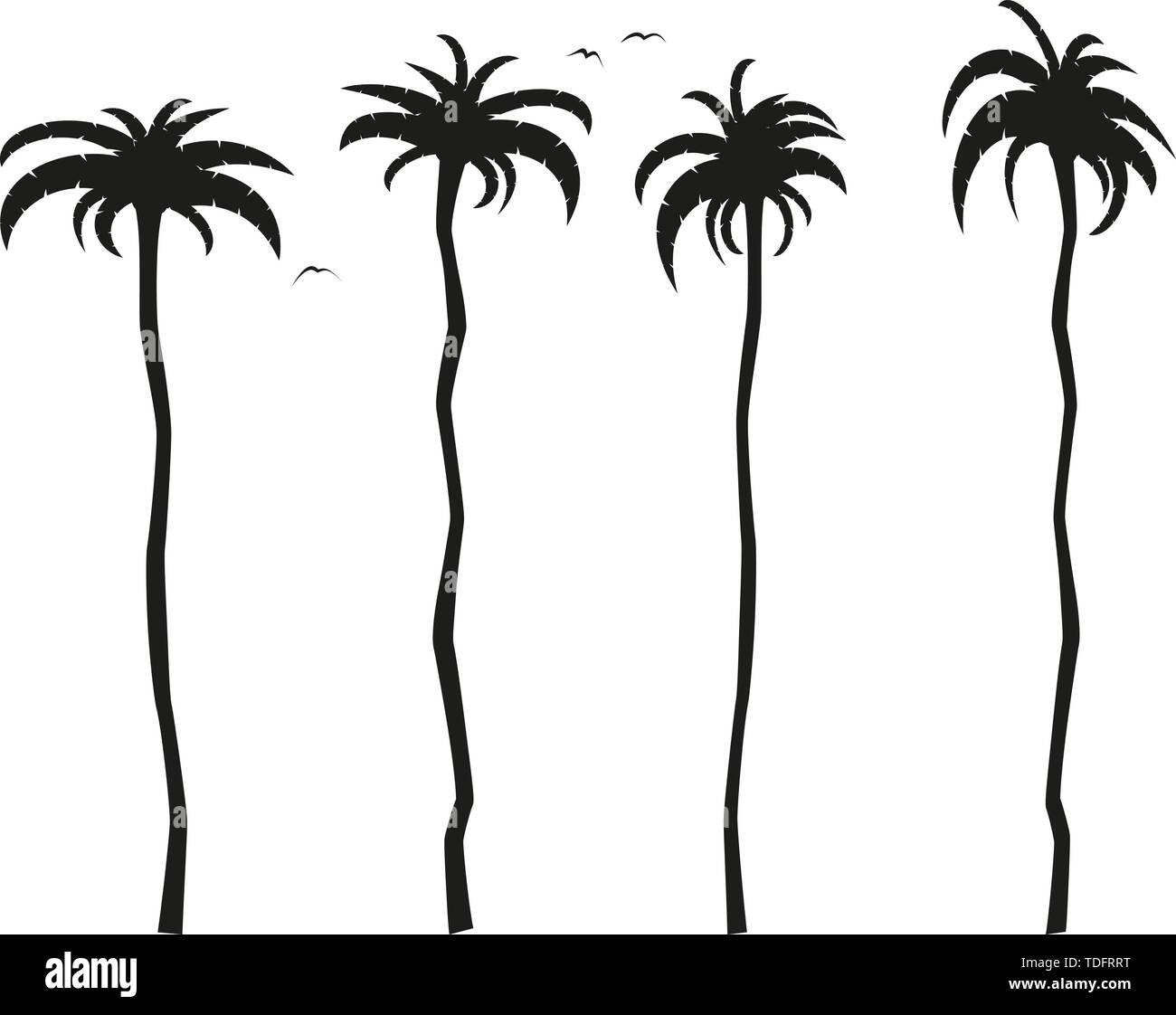 simple flat black and white tall palm trees icon vector illustration ...
