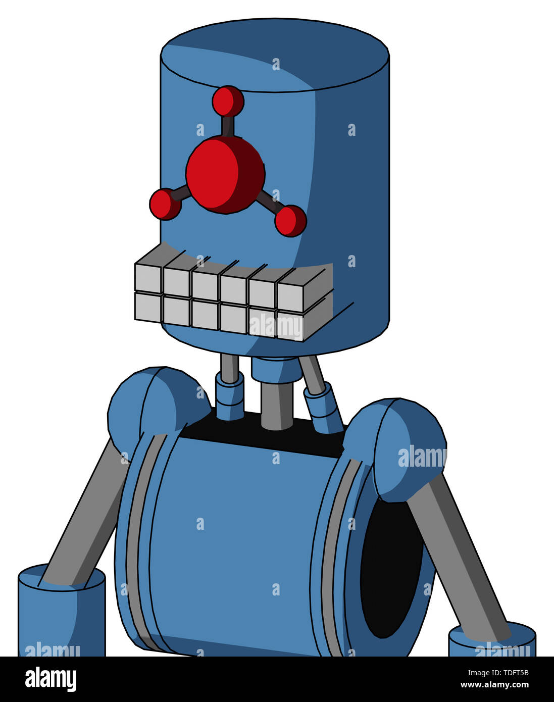 Portrait style blue robot with cylinder head and keyboard mouth and ...