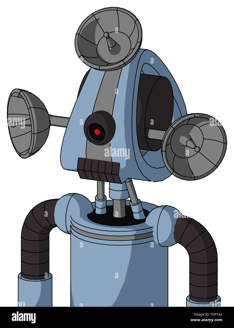 Portrait style blue robot with droid head and dark tooth mouth and ...