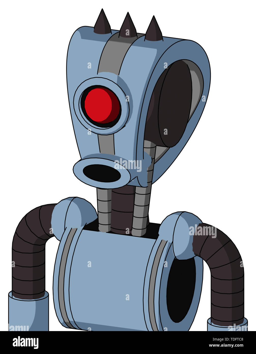 Portrait style blue robot with droid head and round mouth and cyclops ...