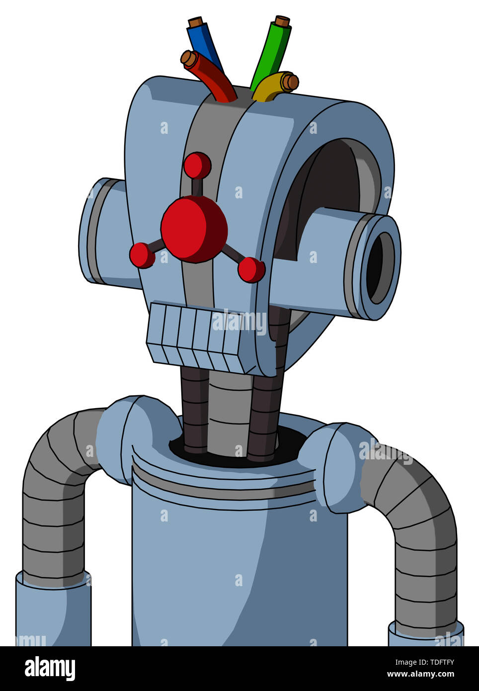 Portrait style blue robot with droid head and toothy mouth and cyclops ...