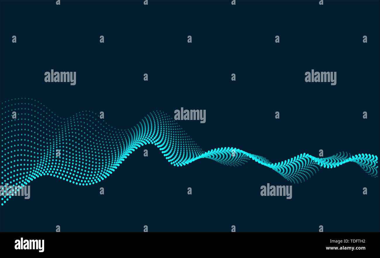 Glowing dot array in wave form, vector design element composed of ...