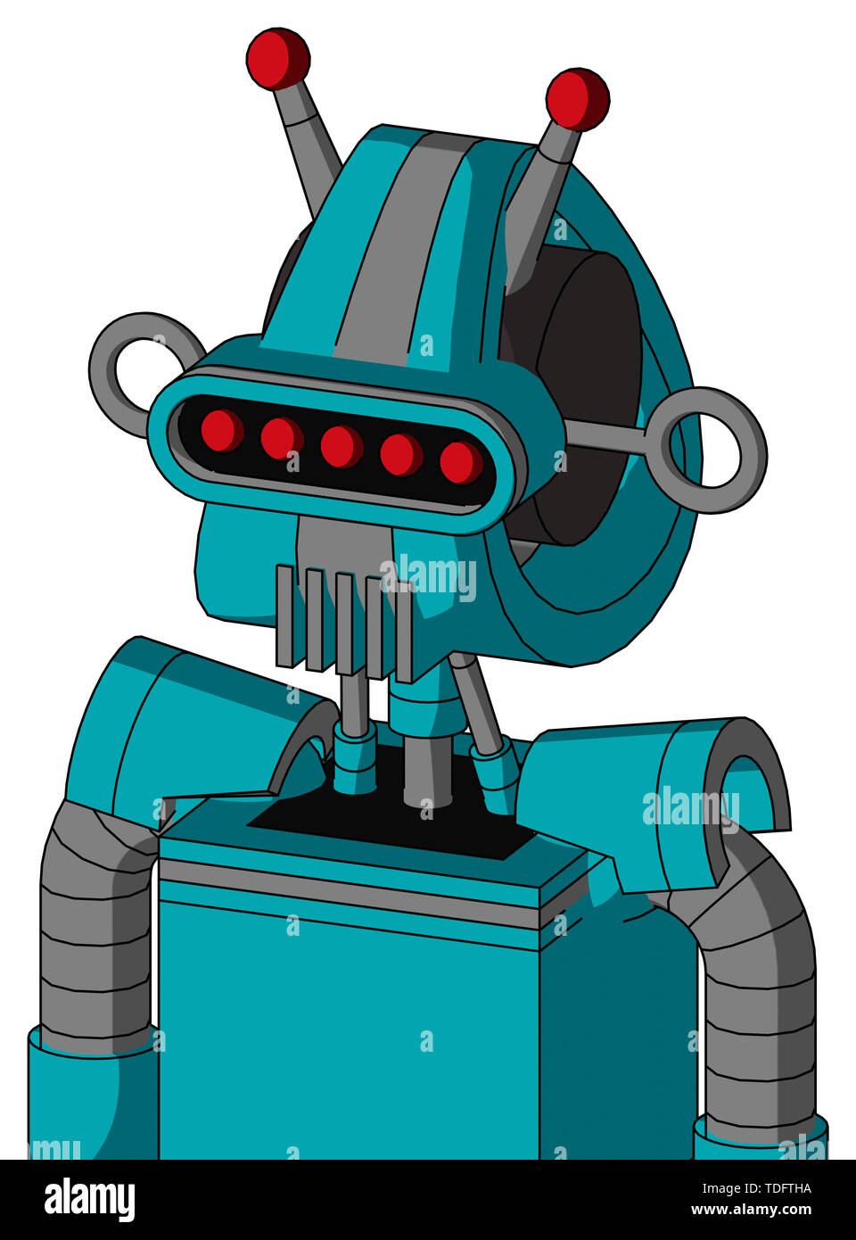 Portrait style blue robot with droid head and vent mouth and visor eye ...