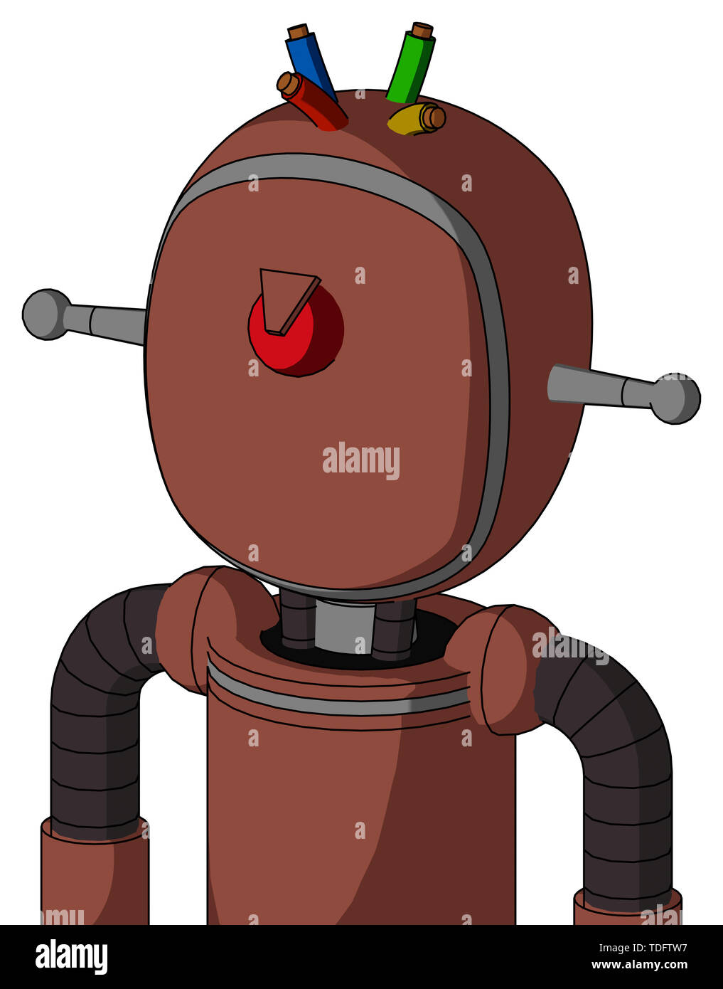 Portrait style brown droid with bubble head and angry cyclops and wire ...