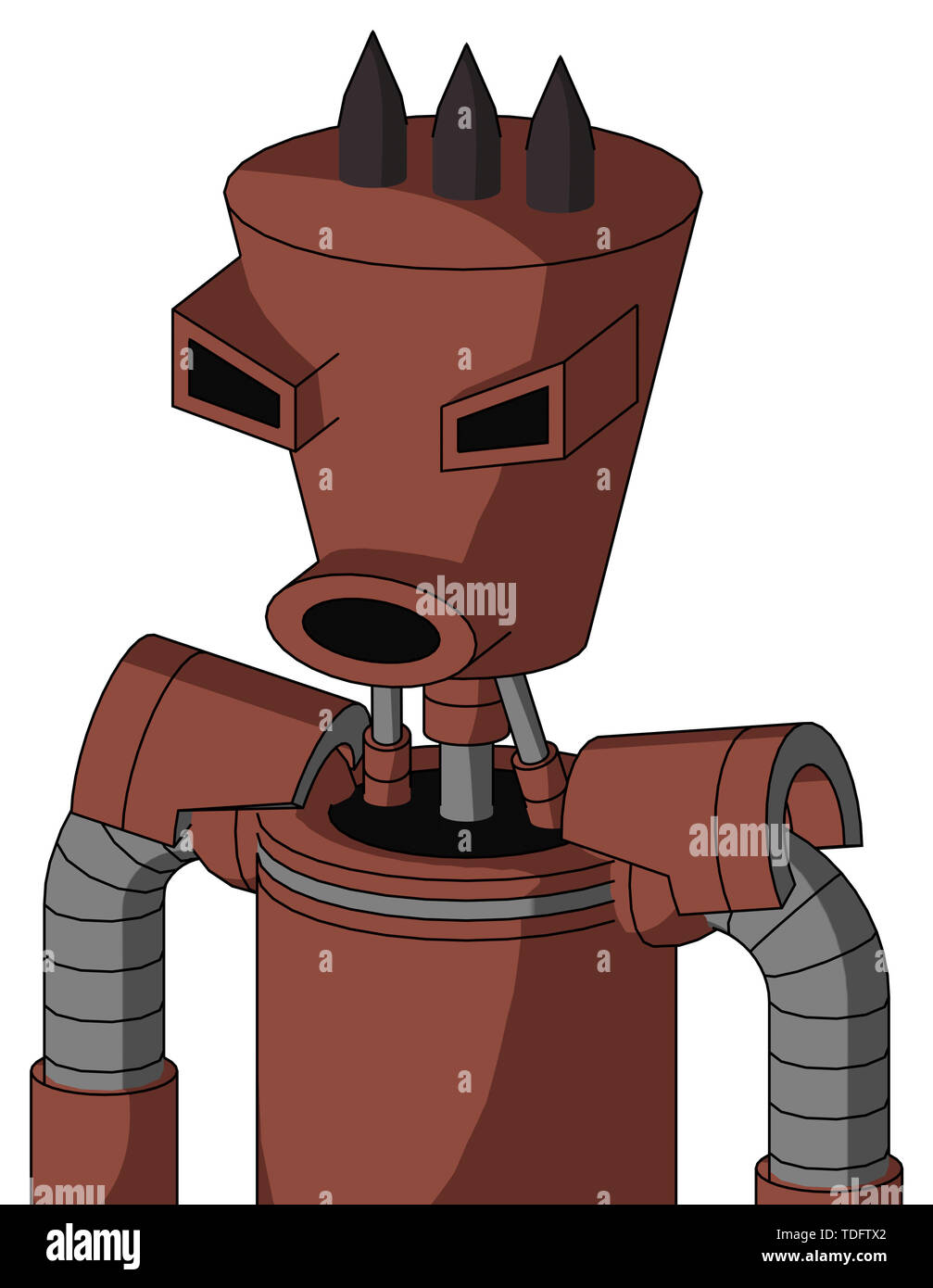 Portrait style brown droid with cylinder-conic head and round mouth and ...