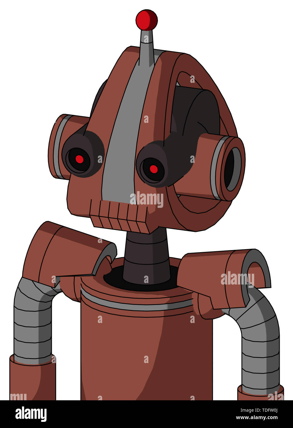 Portrait style brown droid with droid head and toothy mouth and black ...