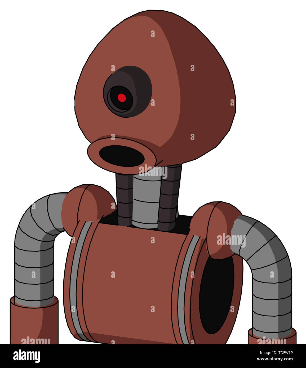 Portrait style brown droid with rounded head and round mouth and black ...