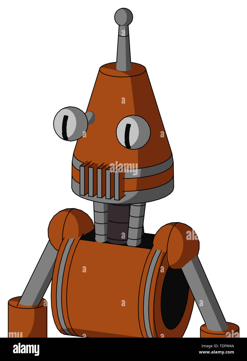 Portrait style brownish droid with cone head and vent mouth and two ...