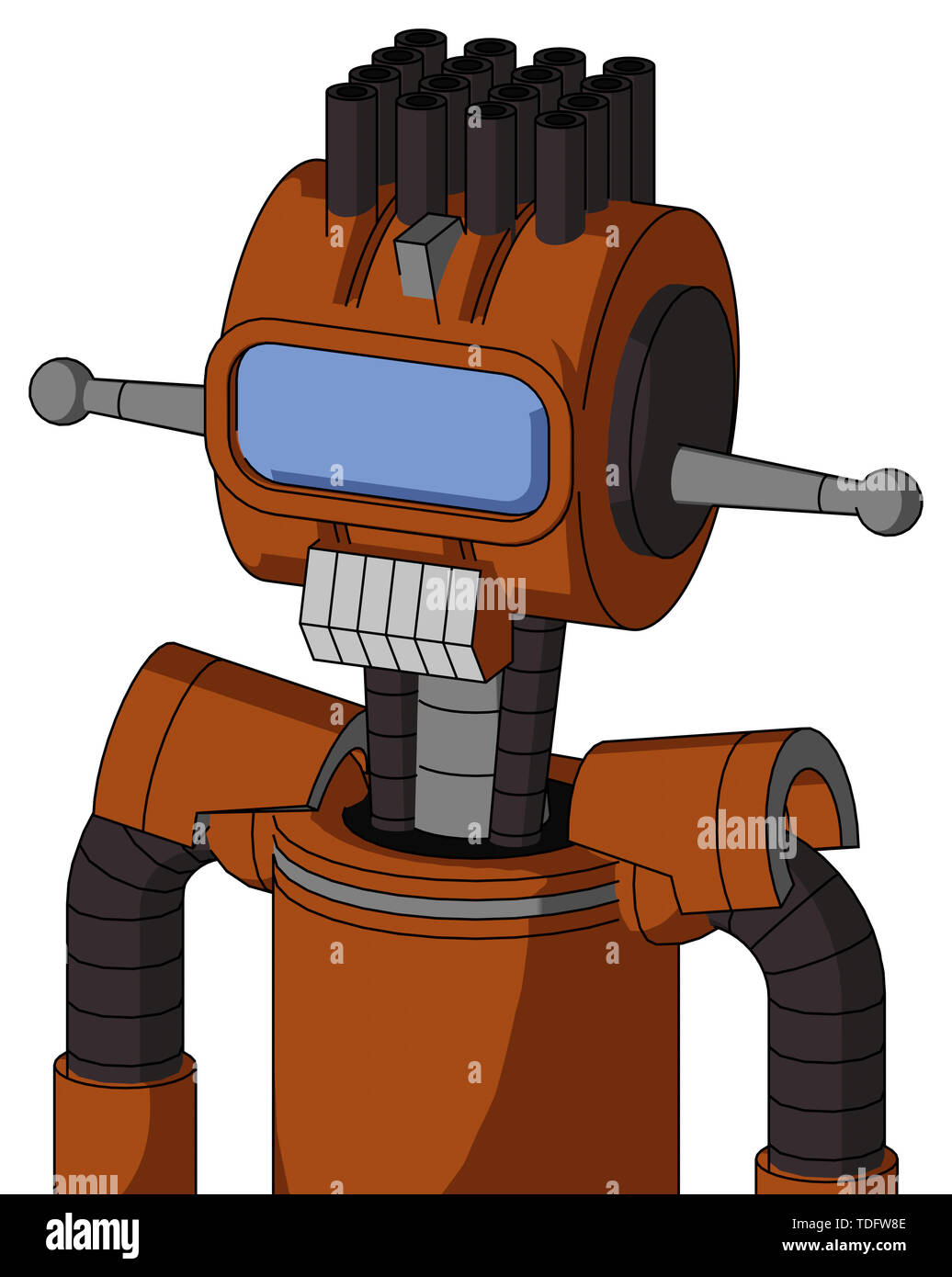 Portrait style brownish droid with multi-toroid head and teeth mouth ...